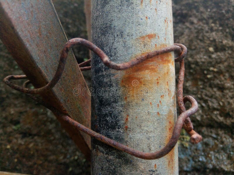 Corroded Wire Fixing Iron Pipe Stock Photo - Image of fixing, wire ...
