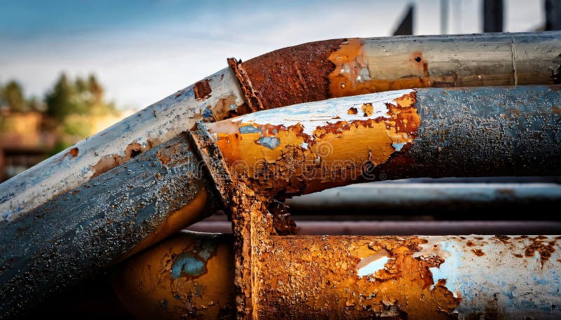 Rusty Industrial Pipes are Showing Corrosion Damage Stock Photo - Image ...