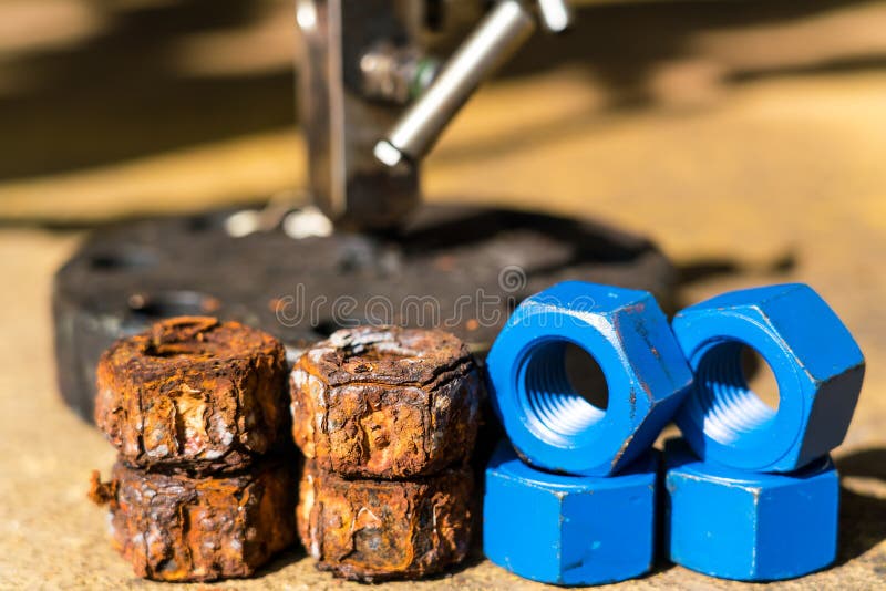 Corrosion on Old Threaded Nuts Used in the Petroleum Industry Stock ...