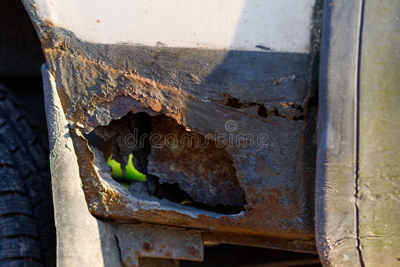 Corrosion and Rust of the Car Body Stock Image - Image of damage, hole ...