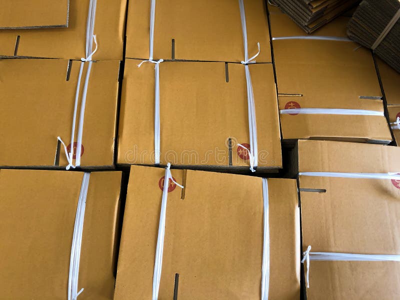 Corrugated Boxes and Parcel Box Warehouse. Stock Photo - Image of ...