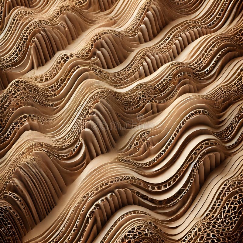 Corrugated Cardboard Layers Create a Wavy, Textured, Three-dimensional ...