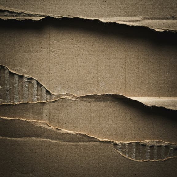 Corrugated Cardboard Pieces Layered with Torn Edges. Texture Includes ...