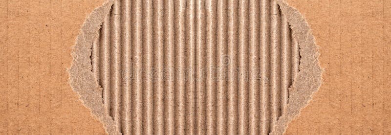 Corrugated Cardboard Tear. Kraft Torn Recycled Paper. Stock Photo ...