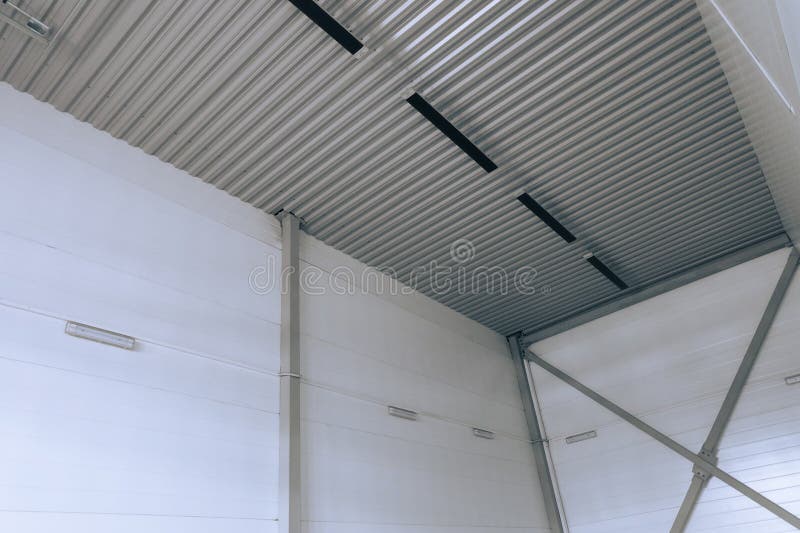Corrugated Ceiling Sheet and Indoors Structures of a Cargo Garage Stock ...