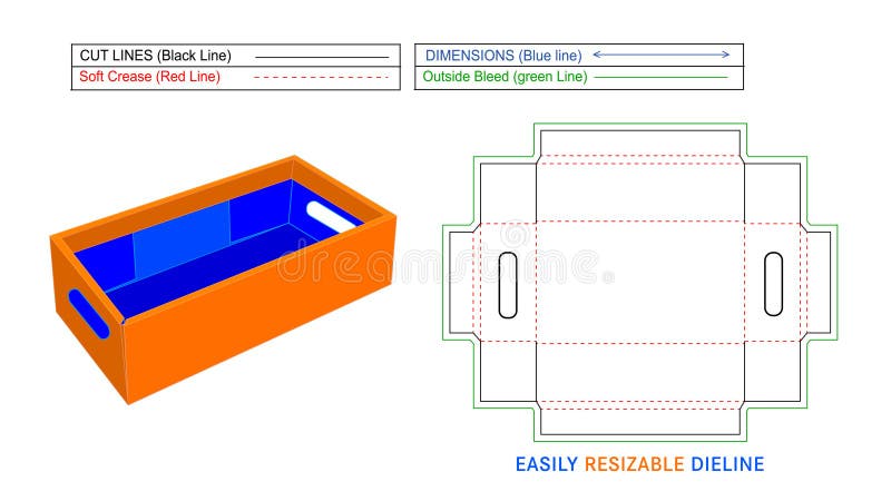 Corrugated Crate Box, Fruit Carton Box Die Line Template Stock Vector ...