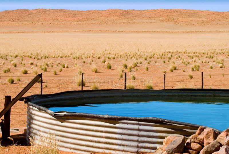 Corrugated Iron Dam on Desert Farm Stock Photo - Image of landscape ...