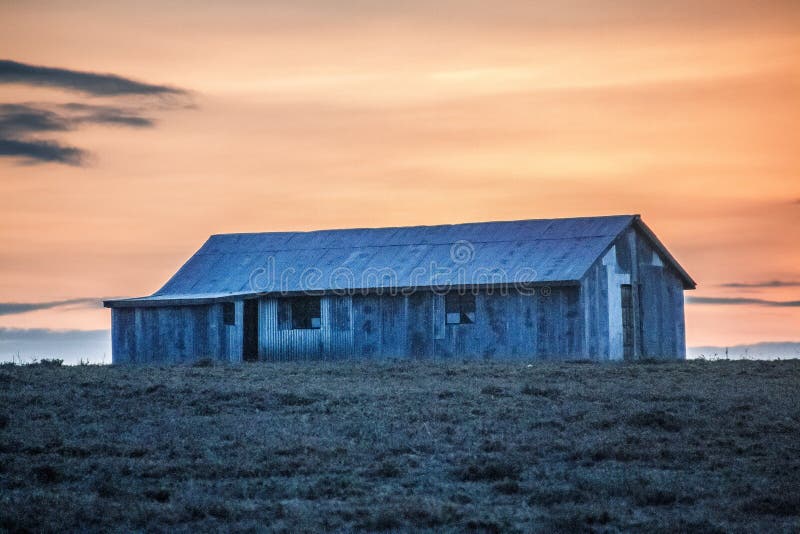 Corrugated Iron Hut at Sunset Stock Image - Image of evening, iron ...