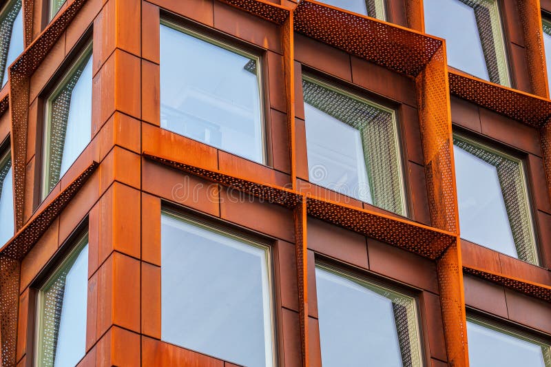Corrugated Metal Around Windows of an Office Building.. Stock Photo ...