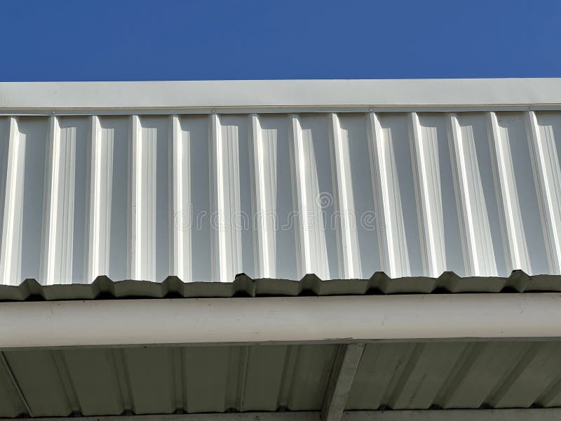 Corrugated Metal Profile Sheet of Roof with Blue Sky Stock Photo ...