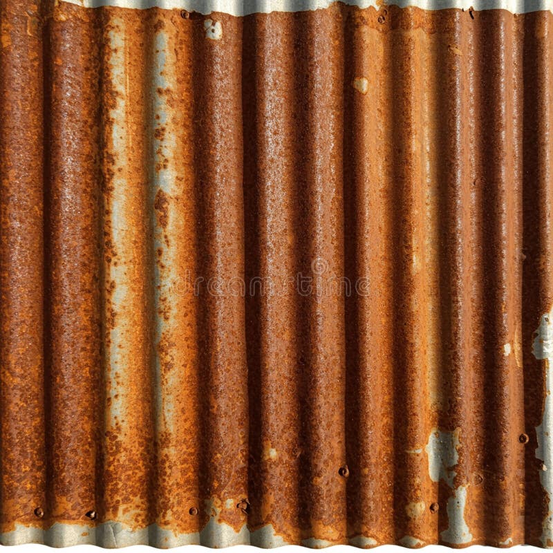 Corrugated Metal Sheet Displaying Significant Rust. the Surface ...