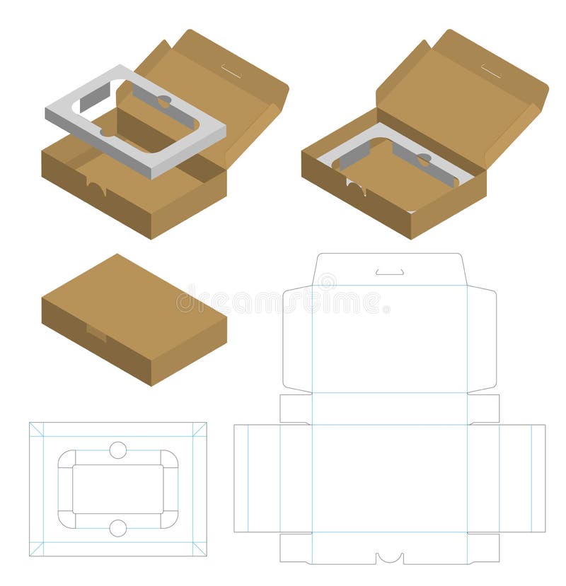 Pizza Box, Cardboard Self Lock Delivery Box. Vector with Die Cut ...