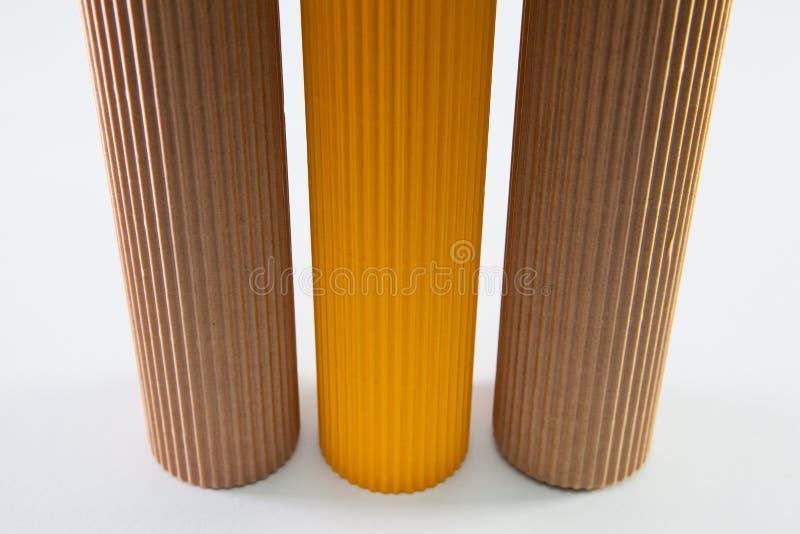 Corrugated Paper Rolls on the White Desk. Stock Image - Image of pile ...