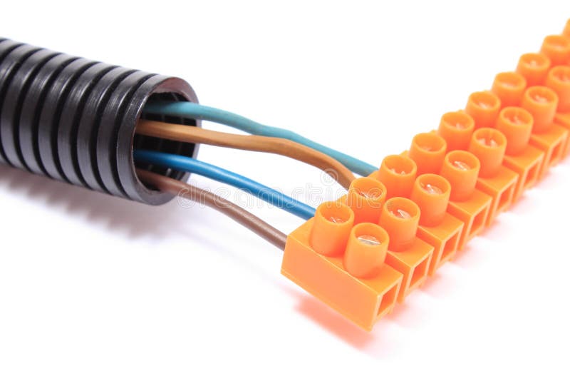 Corrugated Pipe and Cable with Connection Block Stock Photo - Image of ...