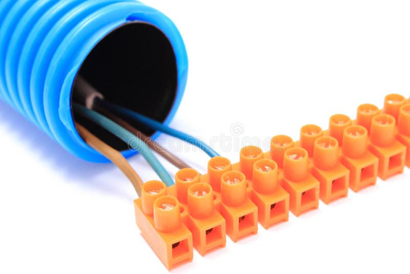 Corrugated Pipe and Cable with Connection Block Stock Photo - Image of ...