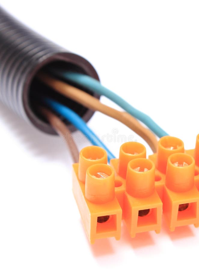 Corrugated Pipe and Cable with Connection Block Stock Photo - Image of ...