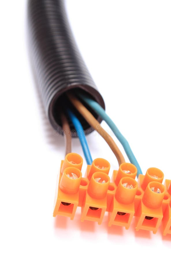 Corrugated Pipe and Cable with Connection Block Stock Image - Image of ...