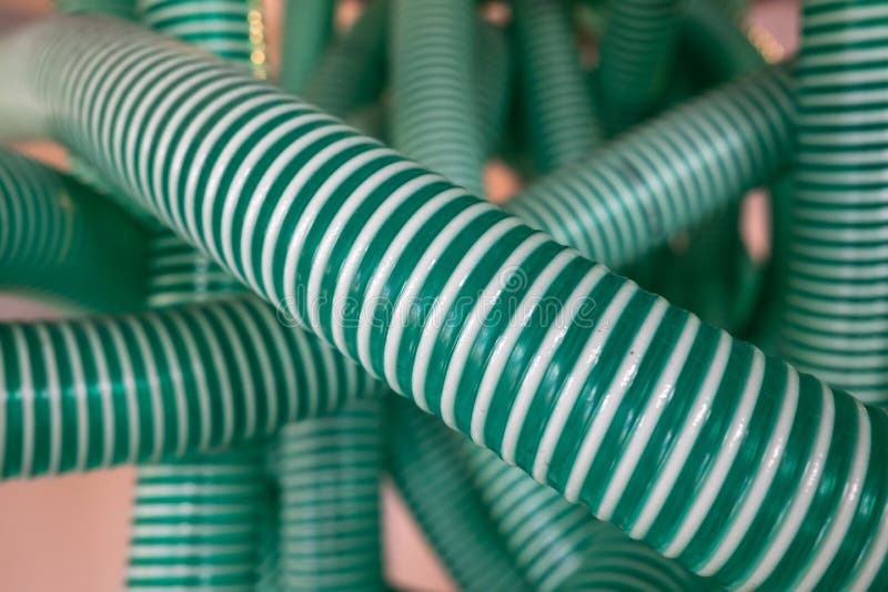 Corrugated Pipe, Green-white, Used for Industrial Purposes. Flatley ...
