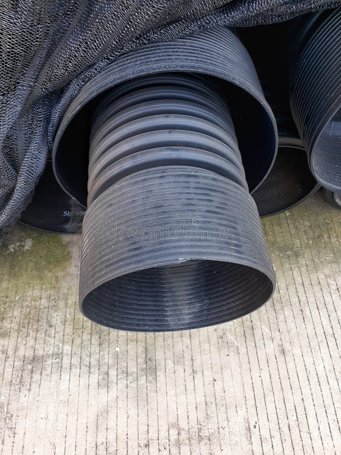 Corrugated Pipe with Socket End Stock Image - Image of closeup, black ...