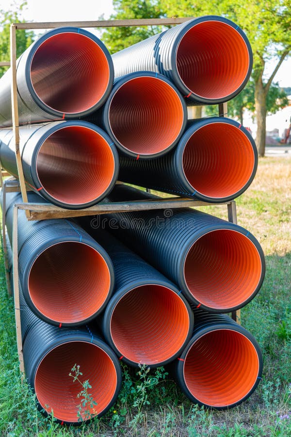 Corrugated pipes stock image. Image of industry, plumbing - 133212953