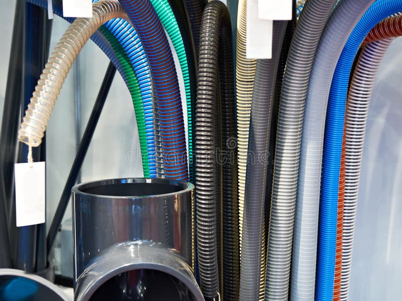 Corrugated Plastic Hoses for Plumbing Stock Image - Image of plastic ...