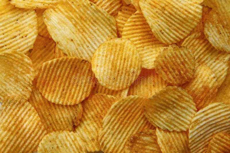 Corrugated Potato Chips. Food Background. Top View. Stock Image - Image ...