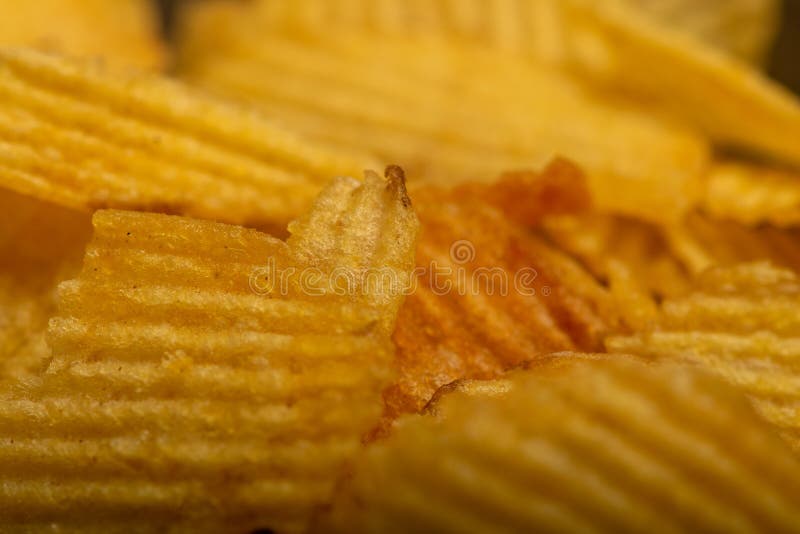 Corrugated Potato Chips, the Texture of the Surface. Close Up Stock ...
