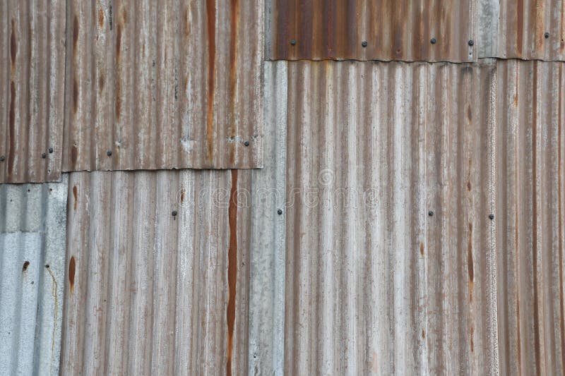 Corrugated Sheet Iron Rusted and Riveted Stock Image - Image of filling ...