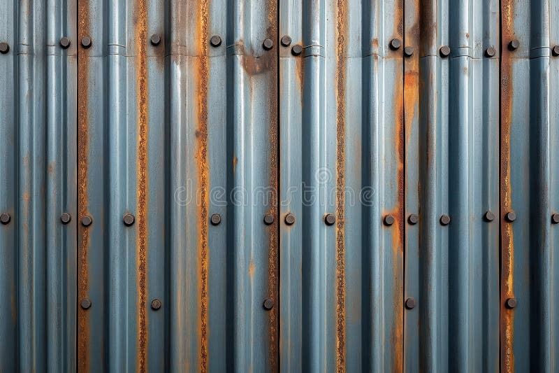 Corrugated Sheet Metal Wall Shows Rusty Texture. Grey Painted Metal ...