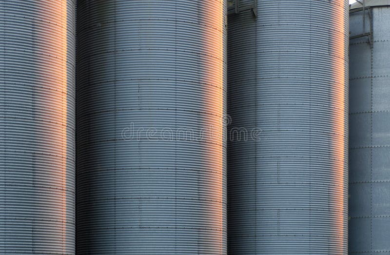 Corrugated silo tanks stock image. Image of columns, metal - 23625777