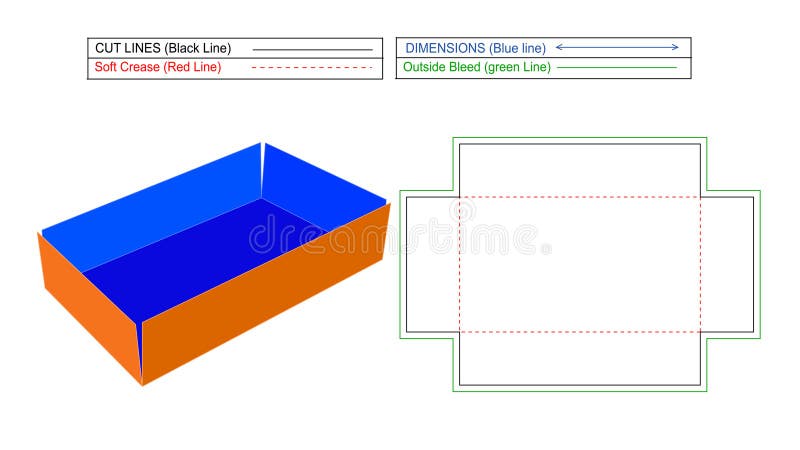 Corrugated Simple Folding Box, Die Line Template Stock Illustration ...