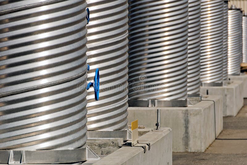 Corrugated Stainless Steel Pipes Stock Photo - Image of point, pipework ...