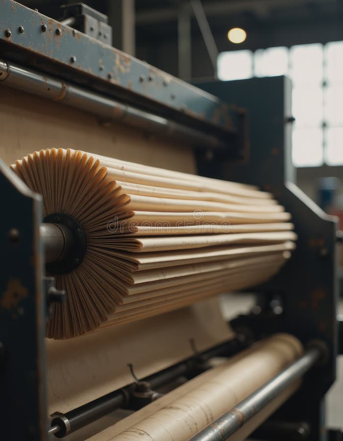 Corrugator Machine Producing Fluted Cardboard Packaging Material Stock ...