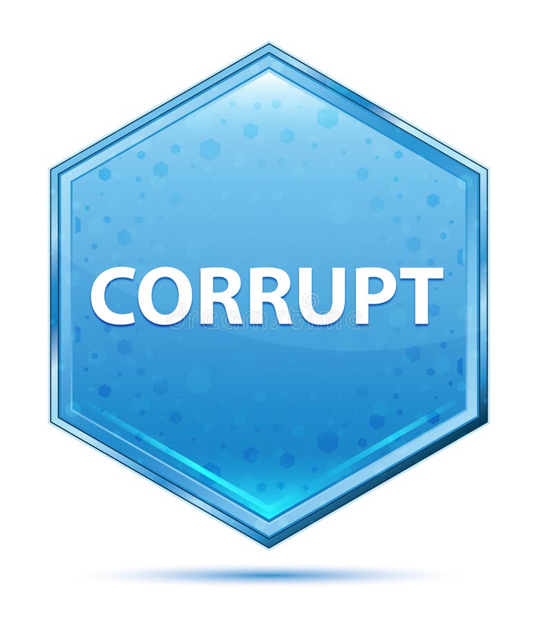 Corrupt Crystal Blue Hexagon Button Stock Illustration - Illustration ...