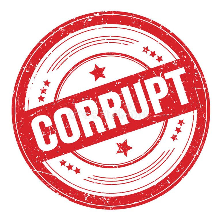 CORRUPT Text on Red Round Grungy Stamp Stock Illustration ...