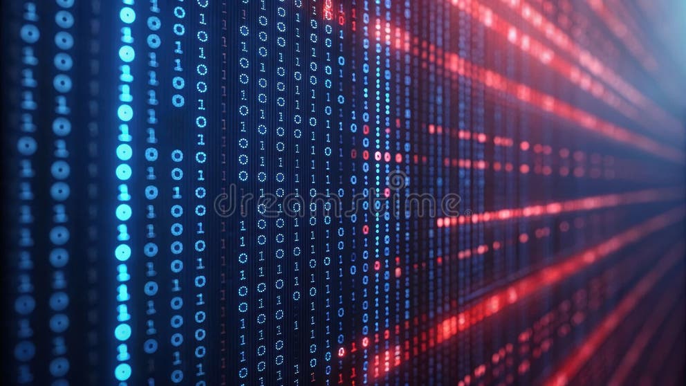 Corrupted Binary Code Stream Illustrating Cybercrime Activities and ...