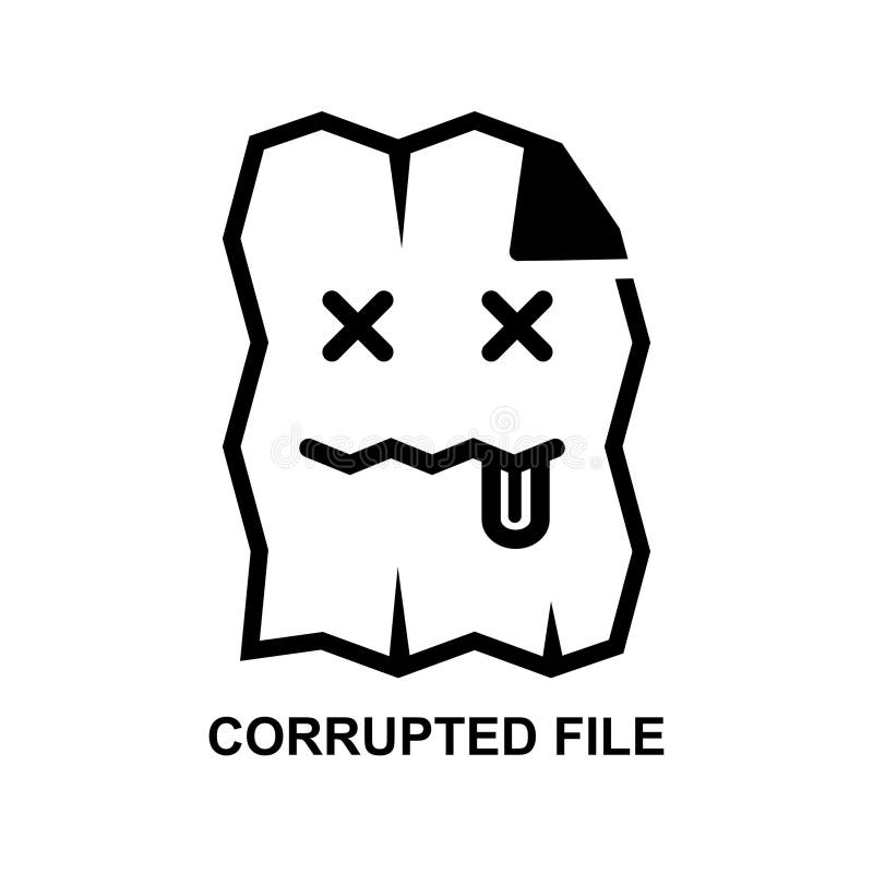Corrupted File Icon Isolated on White Background Stock Vector ...