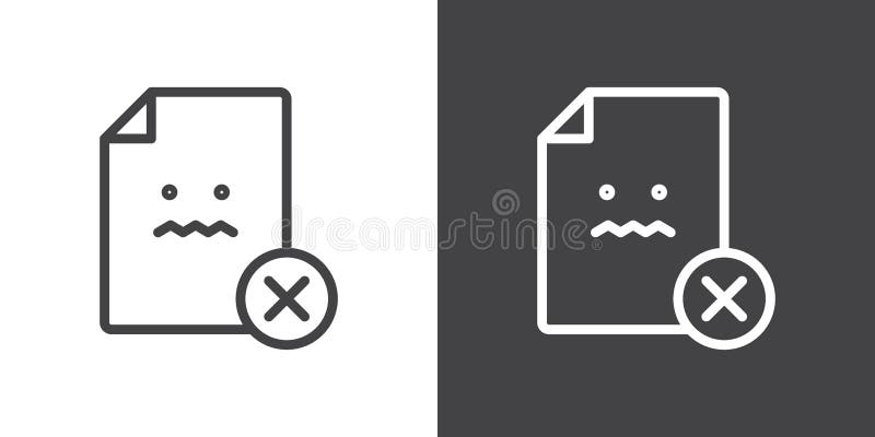 Corrupted File Icon Flat Vector Set Outline Stock Illustration ...