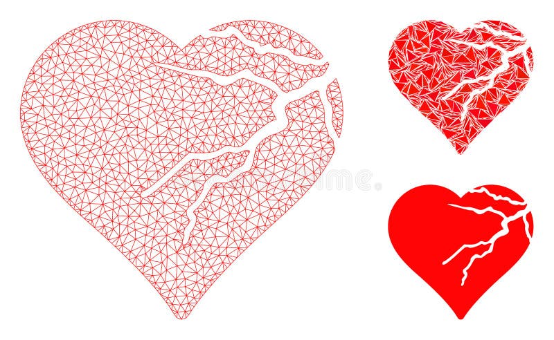 Corrupted Love Heart Vector Mesh Carcass Model and Triangle Mosaic Icon ...