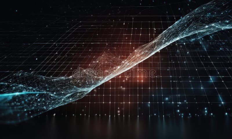 Corrupted Network or Connection. Abstract Digital Background of Points and Lines. Glowing Plexus ...