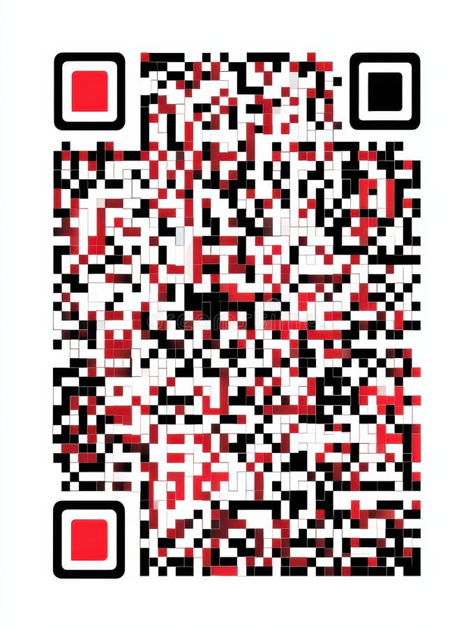 Corrupted QR Code with Red Highlights Present on a Clean Upper Layout ...