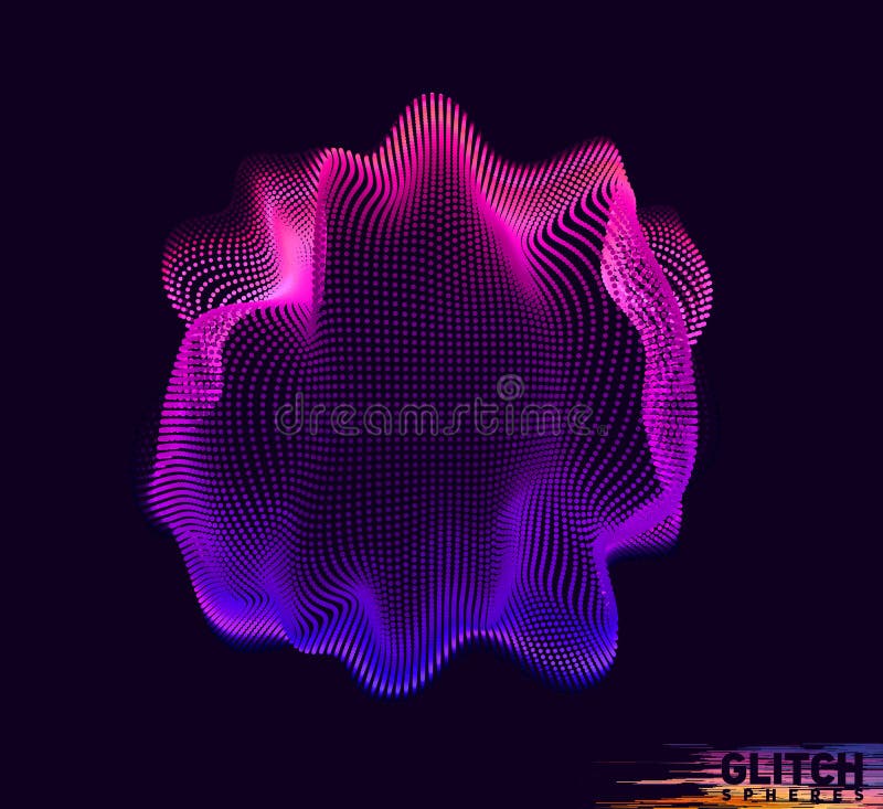 Corrupted Violet Point Sphere. Abstract Vector Colorful Mesh on Dark ...