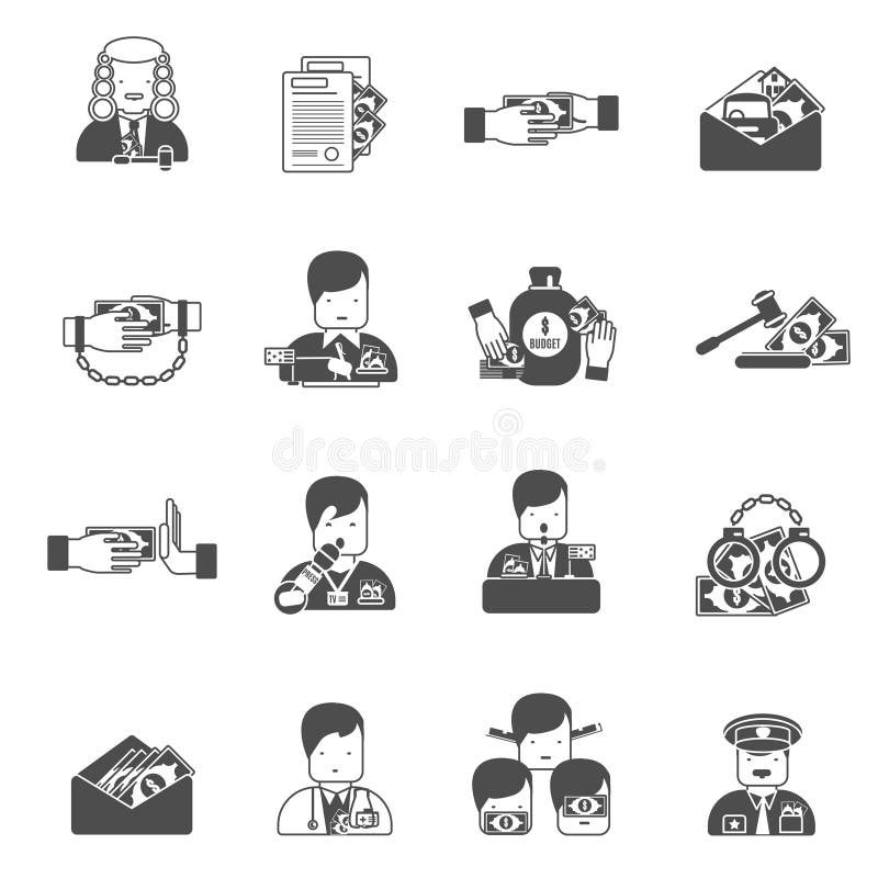 Corruption Black Icons stock vector. Illustration of isolated - 53414653