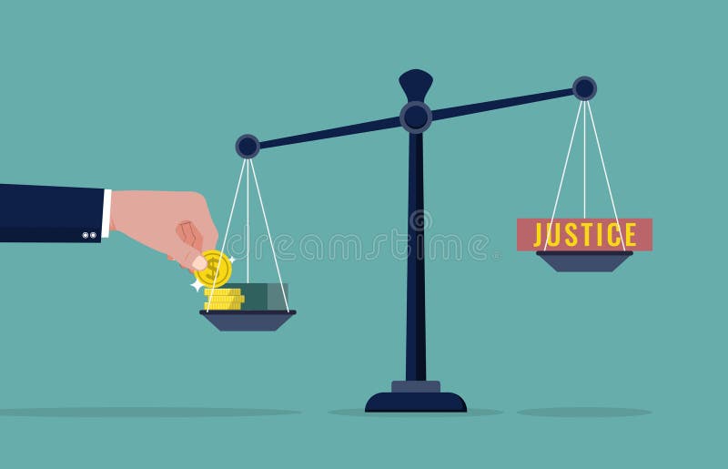 Corruption and Bribery Concept, Justice Scale with Money Symbol, Abuse ...