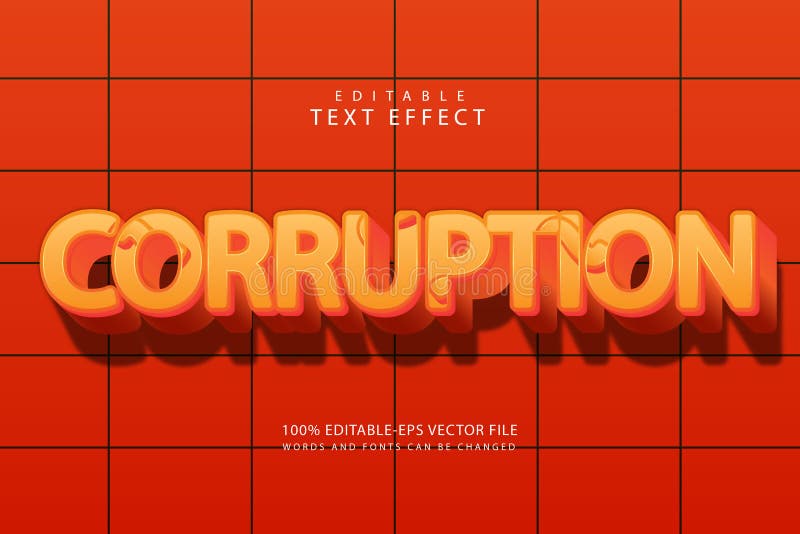 Corruption Editable Text Effect 3 Dimension Modern Style Stock Vector ...
