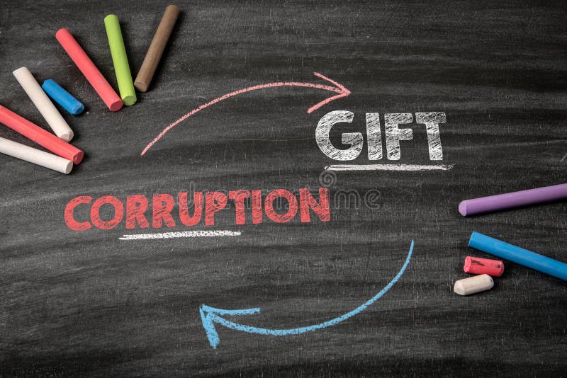 CORRUPTION and GIFT Concept. Black Scratched Textured Chalkboard ...