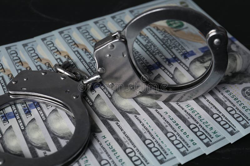 Corruption Handcuffs Dollar Banknotes Black Table Closeup Stock Photos ...