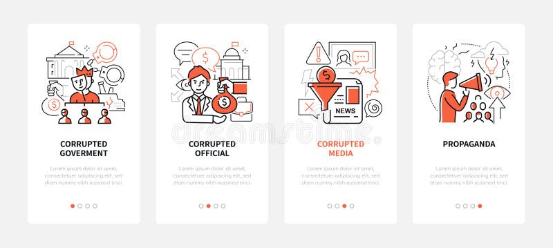 Corruption and Propaganda - Line Design Style Banners Set Stock Vector ...