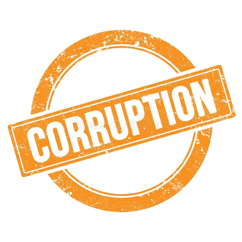 CORRUPTION Text on Orange Grungy Round Stamp Stock Illustration ...