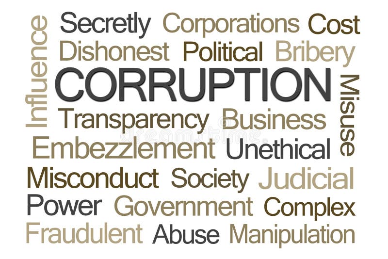 CORRUPTION Red Word on White Background Illustration 3D Rendering Stock ...